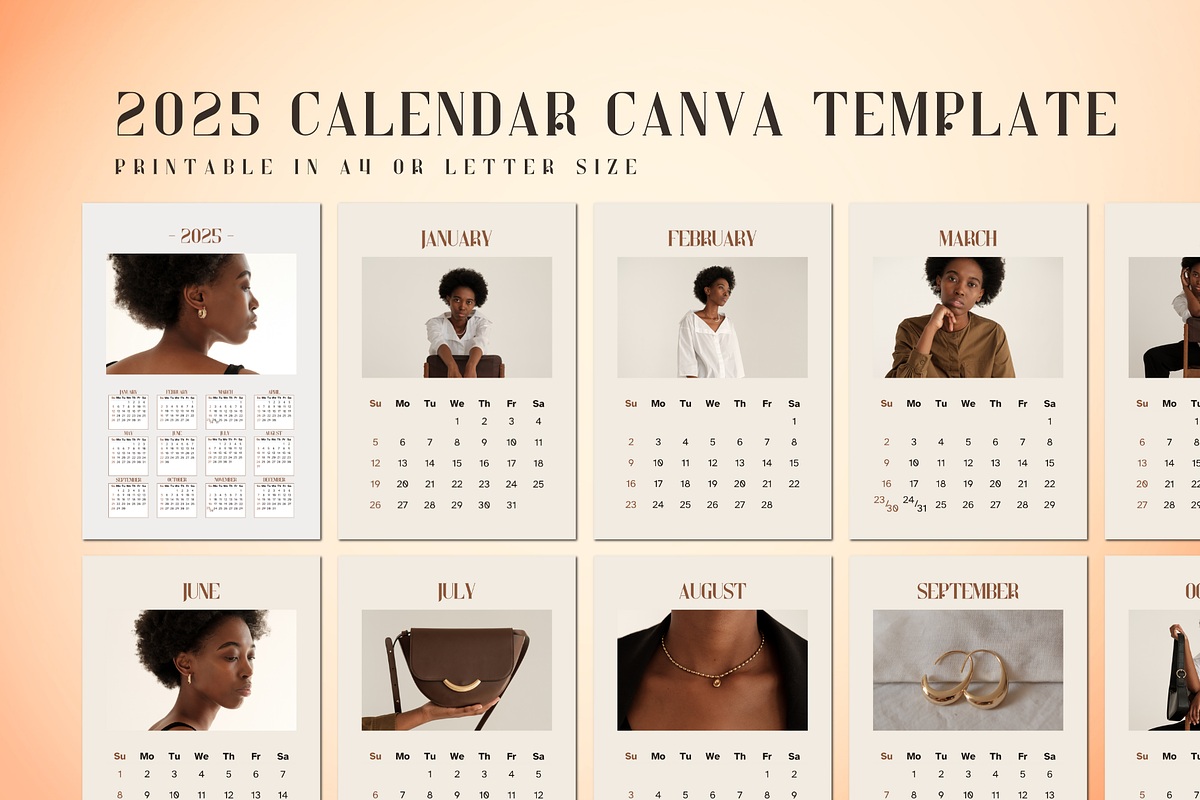 2025 CALENDAR CANVA TEMPLATE