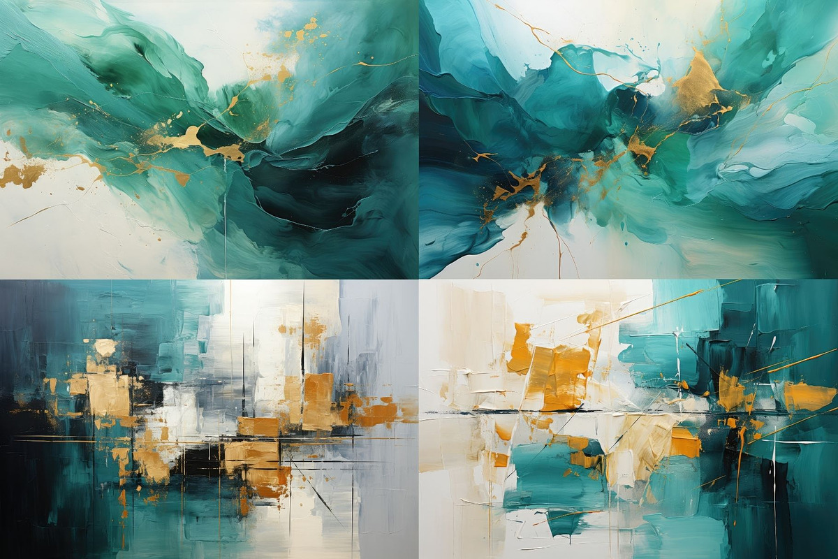 16 Abstract Emerald Paintings, a Wallpaper Graphic by HipFonts