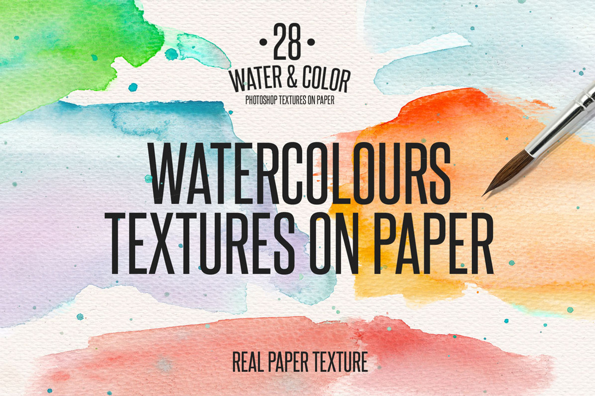28 Water & Color Textures on Paper, a Graphic by DesignSomething