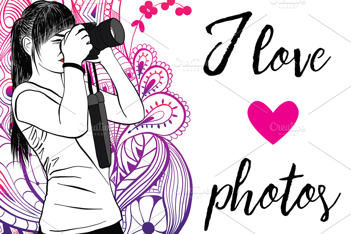 Vector image girl with a camera, an Illustration by RichmanStudio ...