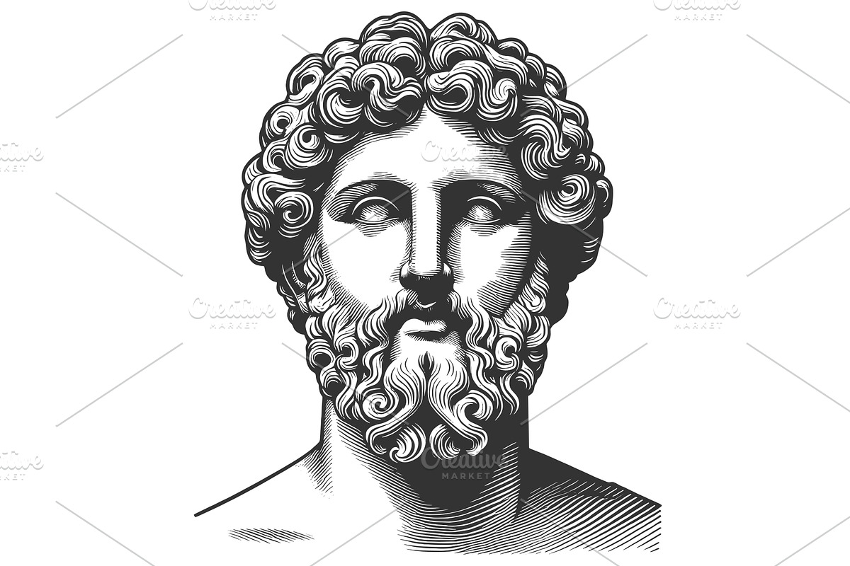 Detailed Classical Male Bust, a Person Illustration by AlexArt