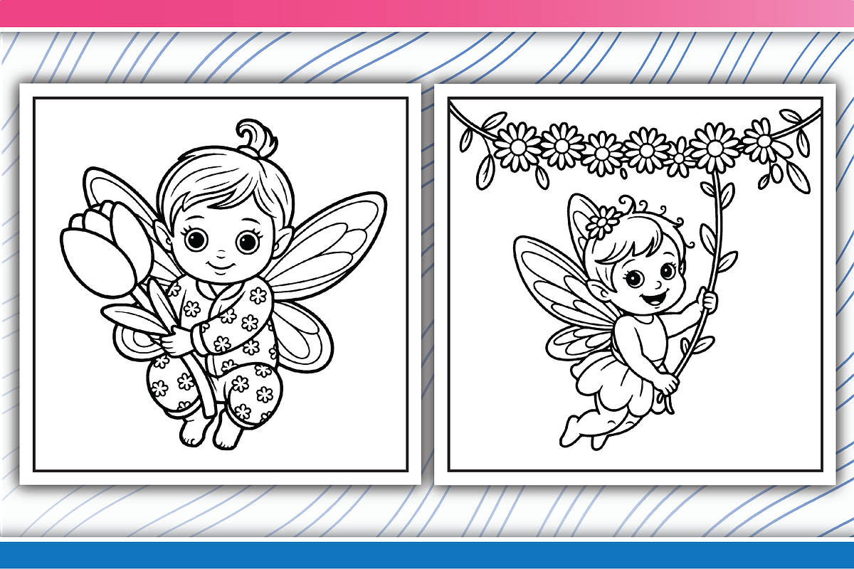 Baby Flower Fairy Coloring Pages, an Illustration by LightExpress
