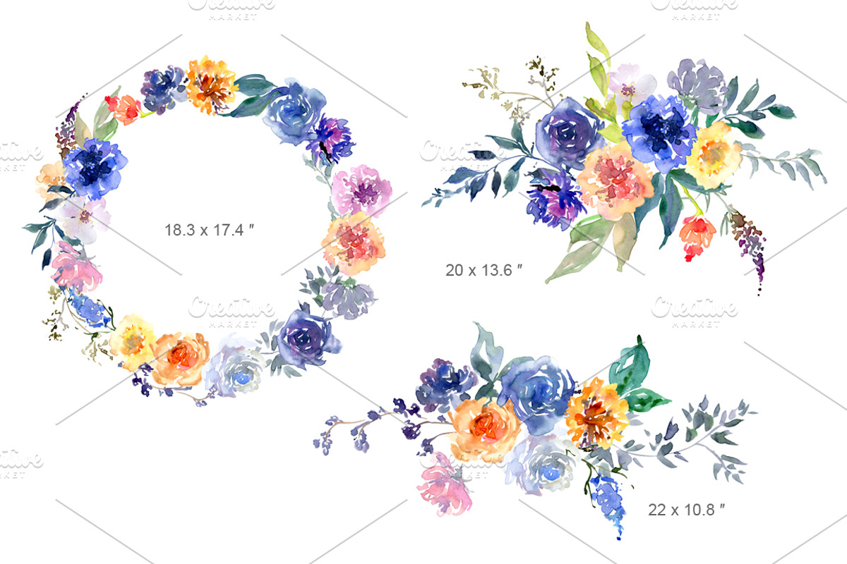 Bright Spring Watercolor Flowers Png, an Illustration by GraphicsDish