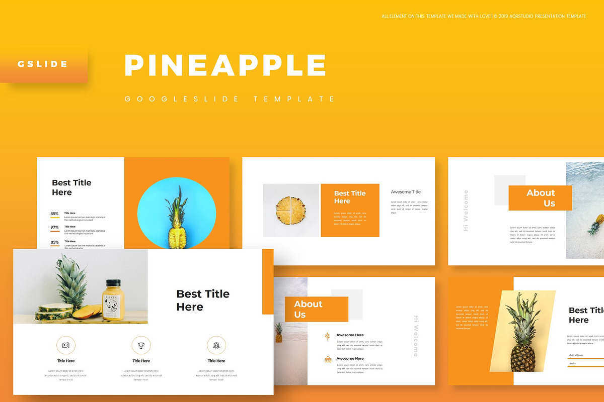 Pineapple - Google Slides Template, a Presentation Template by AQR Studio