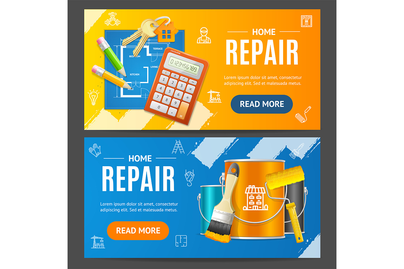 Home Repair Service Banner Set., a Work Illustration by More Shop ...