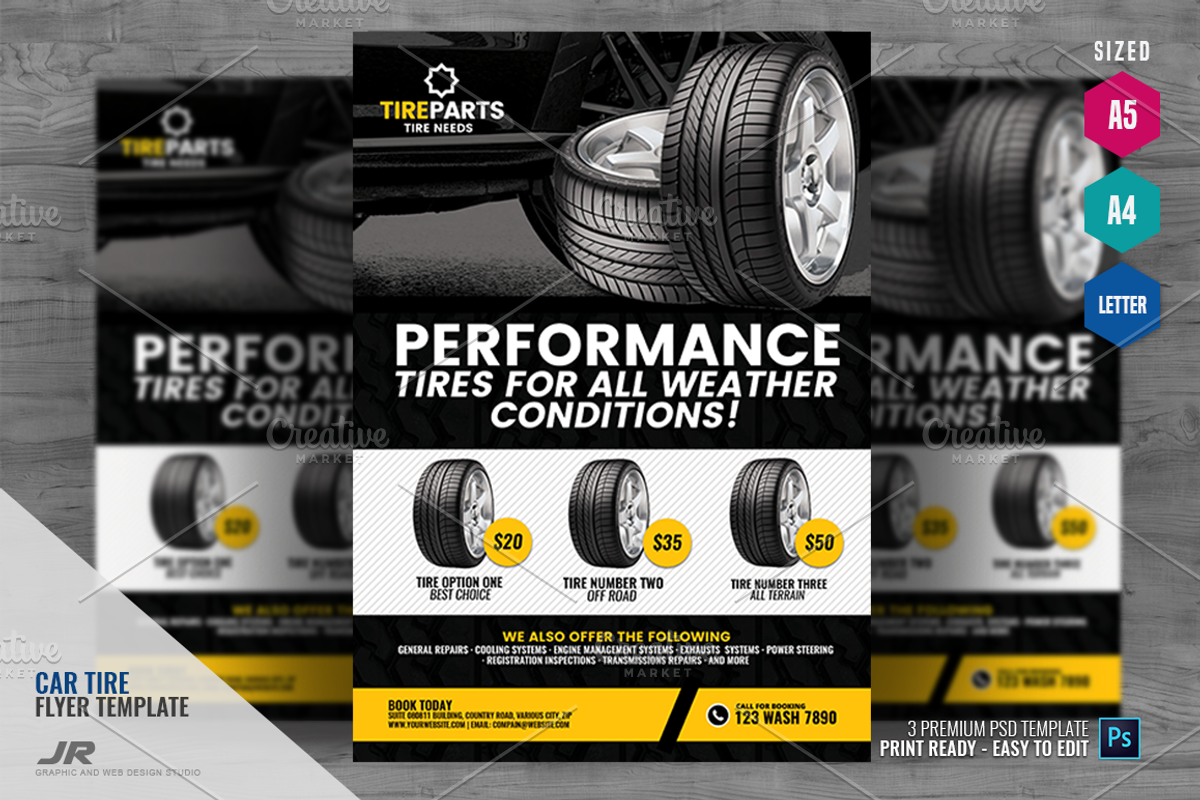 Tire Service Flyer, a Flyer Template by PSDPixel