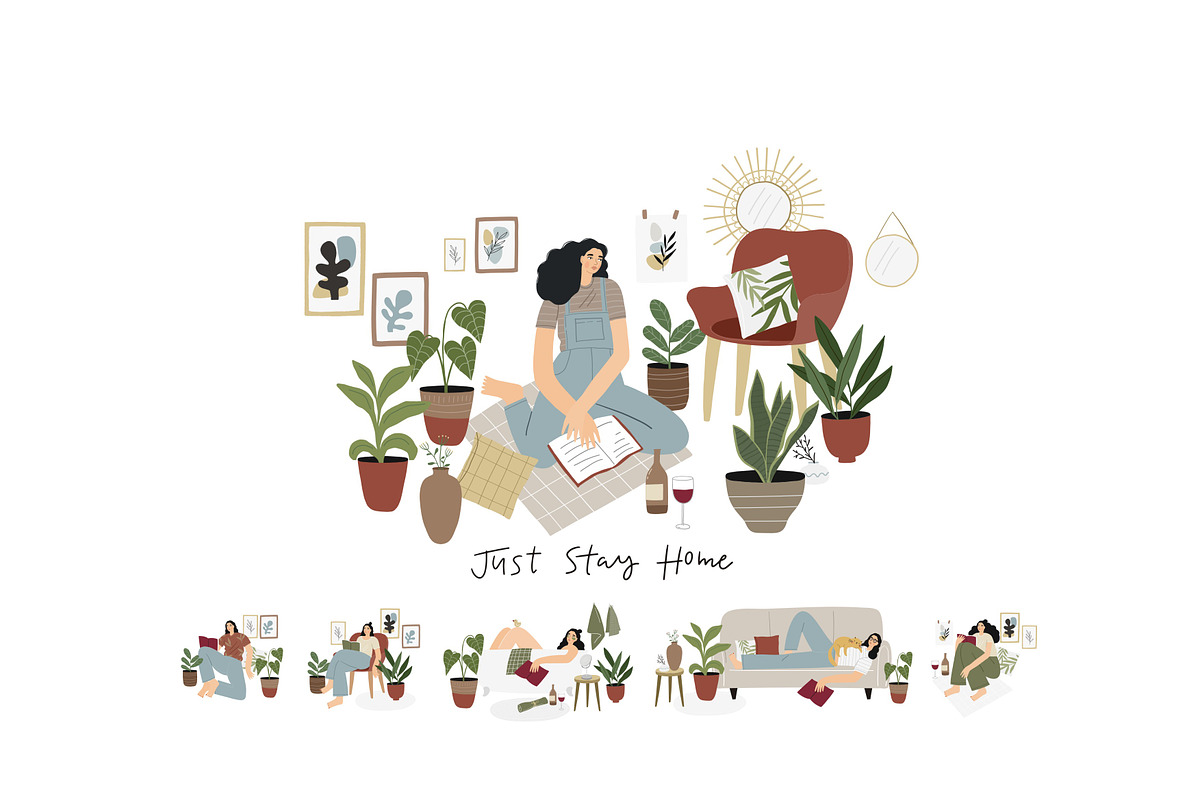 Stay at Home, read books, relax, an Education Illustration by Barkova ...