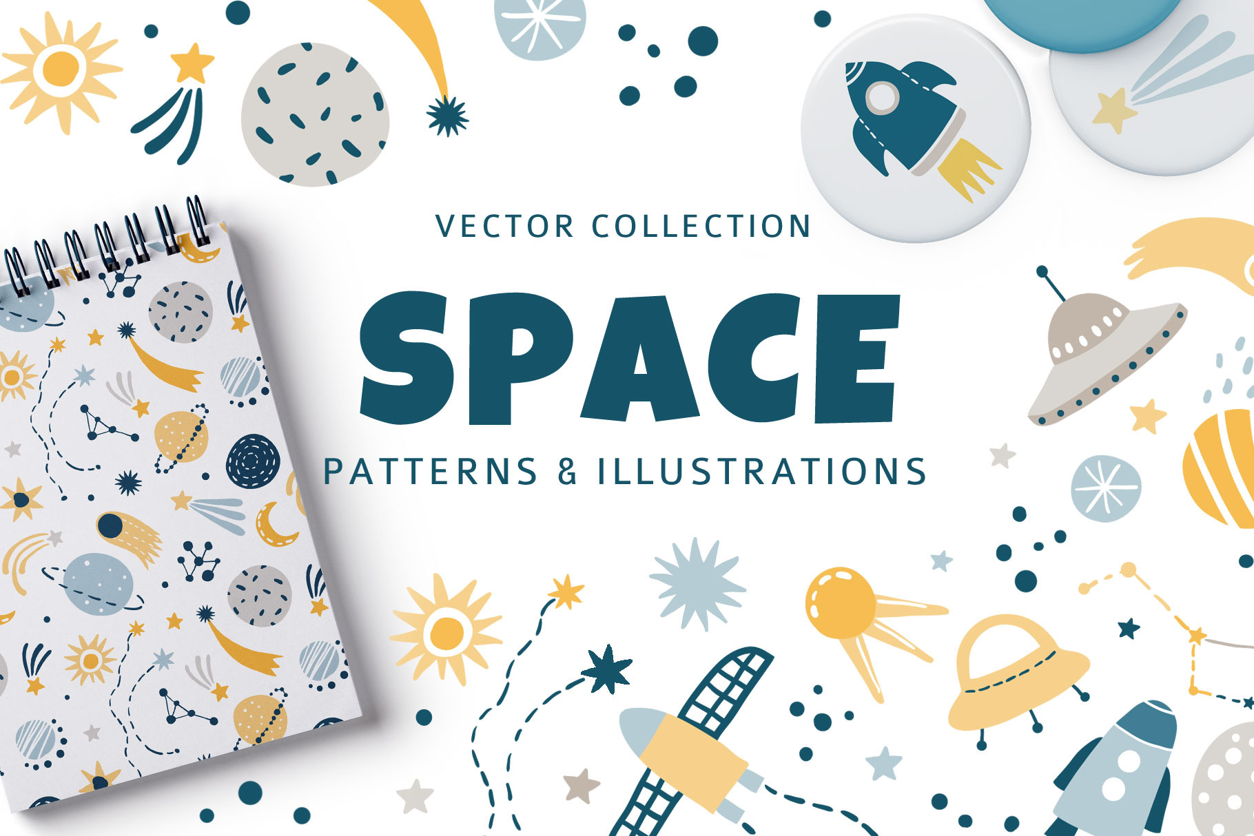 SPACE vector patterns & illustration, a Pattern Graphic by Lena Nikolaeva