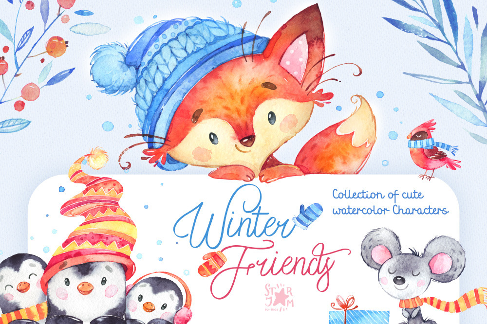 Winter Friends. Holiday collection, a Decorative Illustration by StarJam
