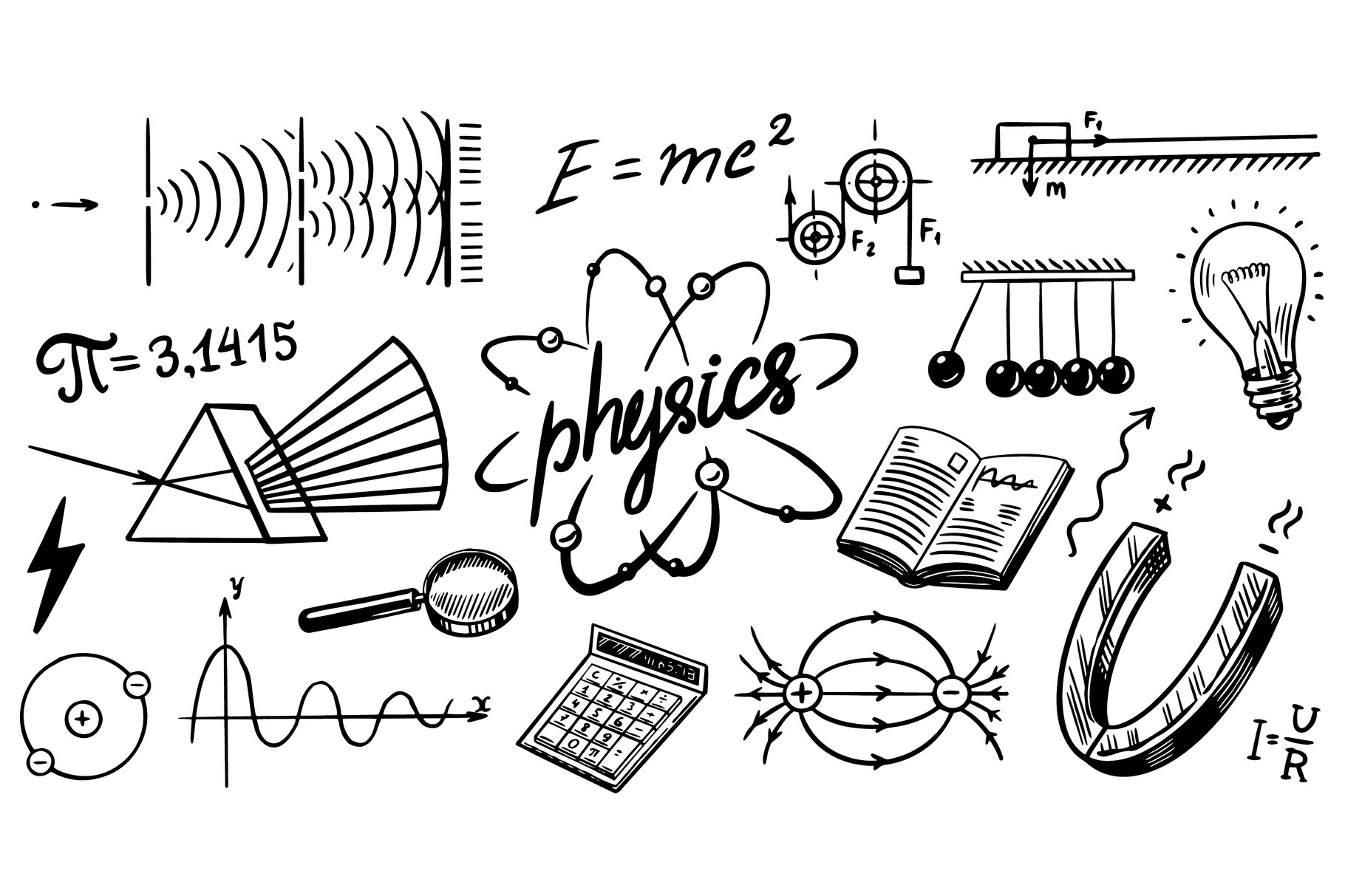 Physics Icons. School symbols, an Education Illustration by Arthur ...
