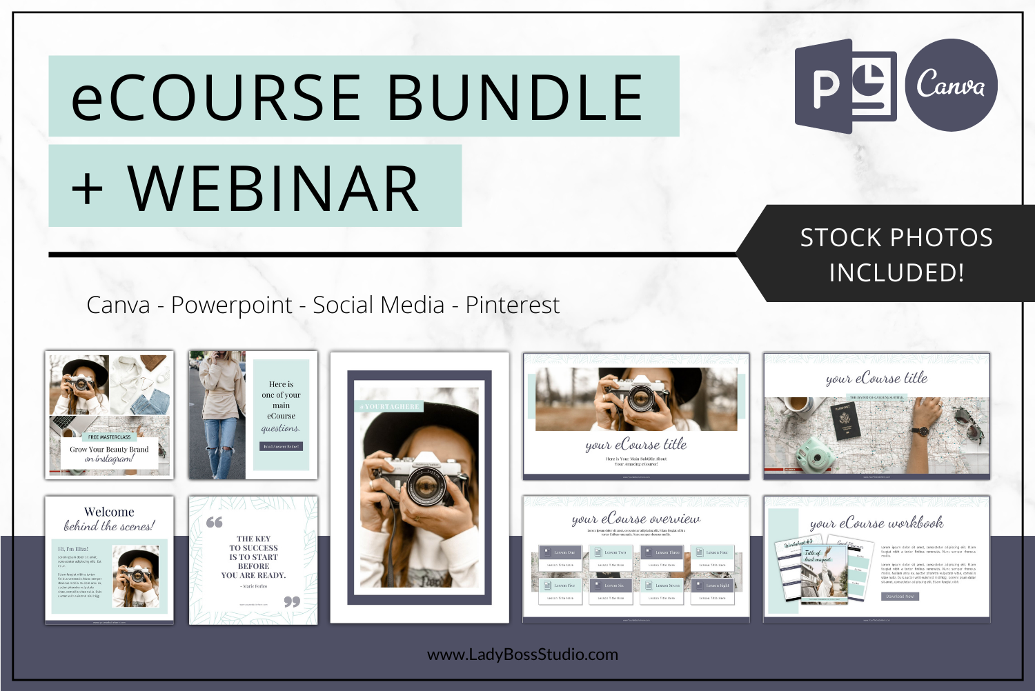 eCourse & Webinar Bundle | Canva PPT, a Presentation Template by Lady Boss Studio