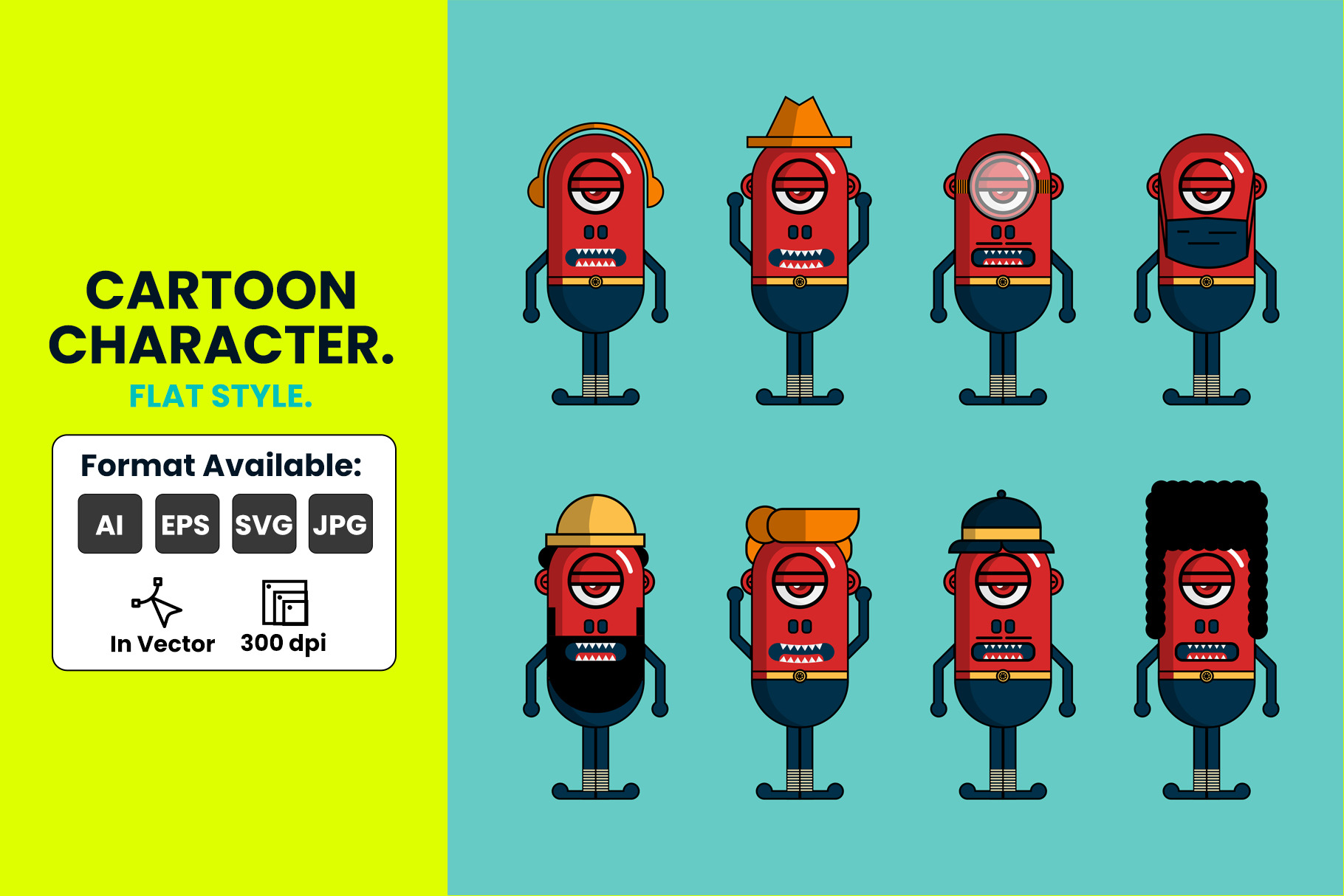 Cartoon Character. Flat Style, a Person Illustration by Oshin Design
