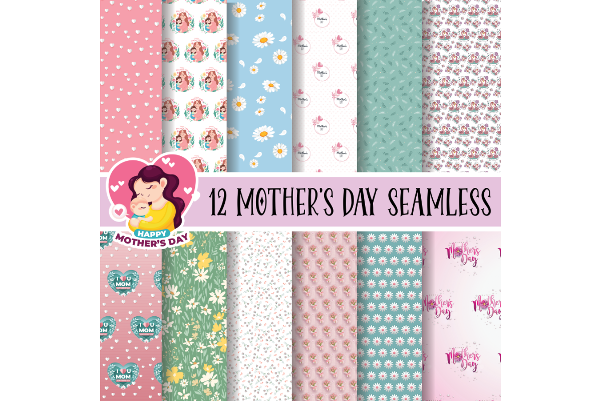 12 Files Mothers Day Seamless, a Pattern Graphic by San Sagittarus ...