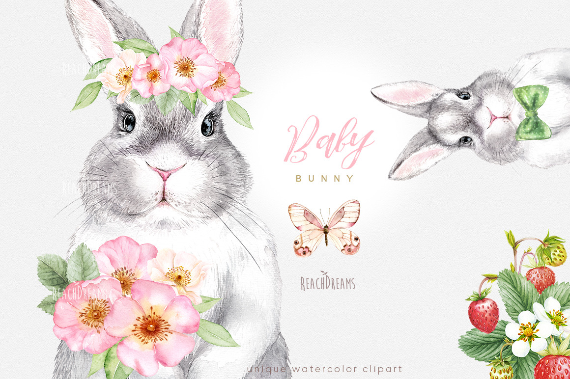Baby Bunny Set, an Animal Illustration by ReachDreams