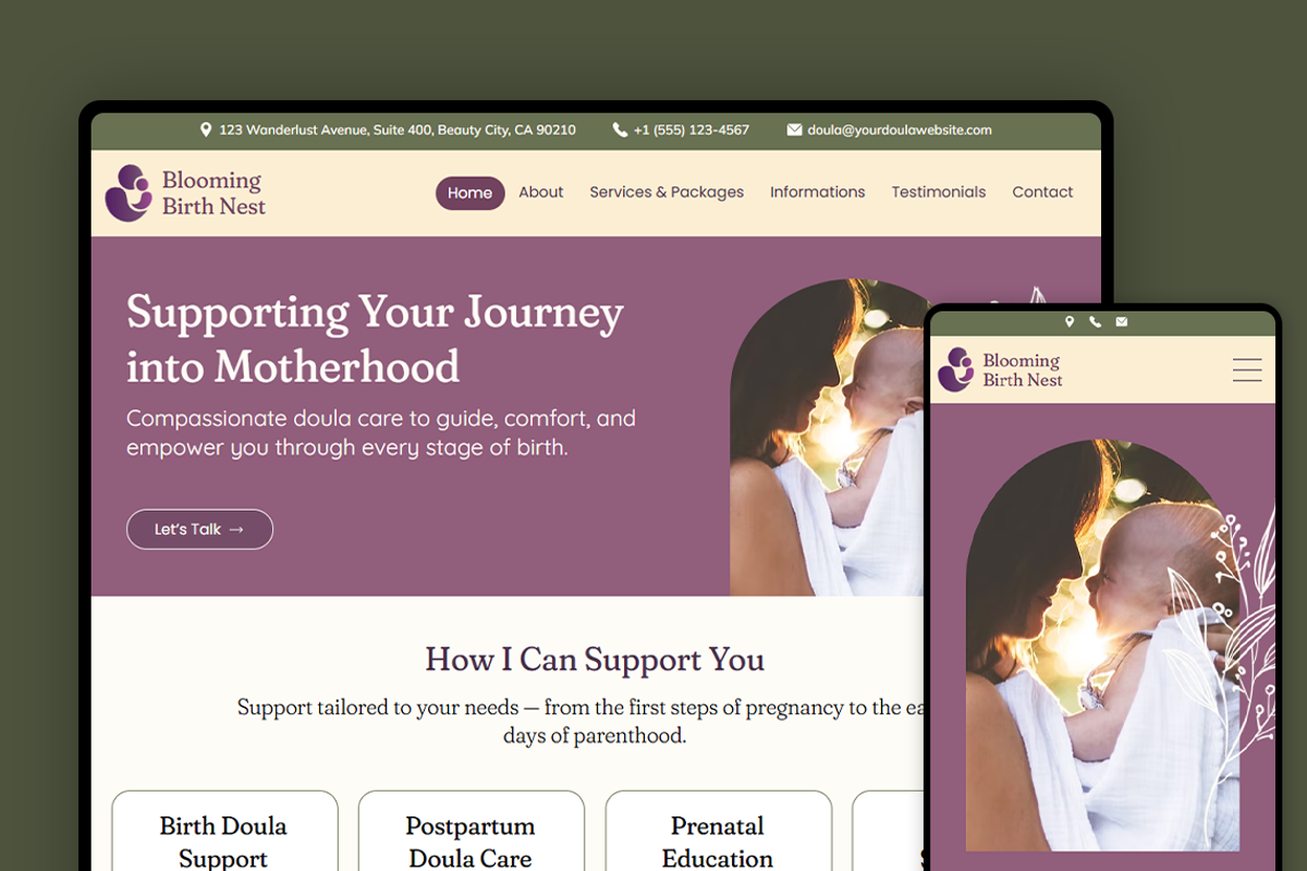 Birth Doula Wix Studio Website, a Wix Template by Kitteeh