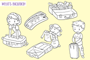 Kids Packing Digital Stamps, an Illustration by Keepin' It Kawaii