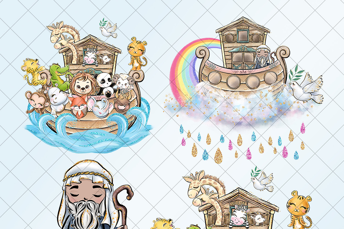 Noah's Ark Clipart, an Animal Illustration by Masha Studio | Creative ...