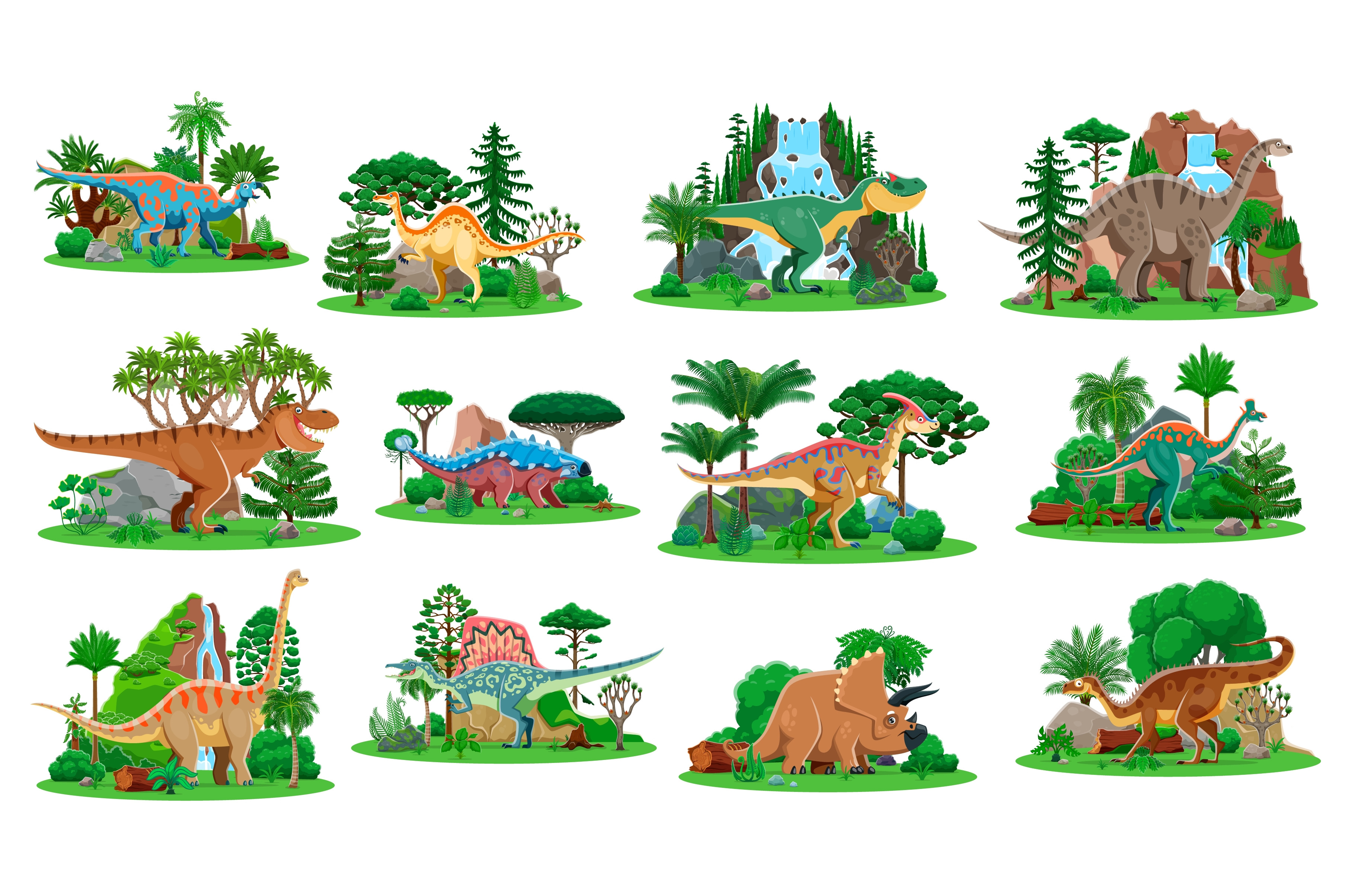 Prehistoric dino characters, an Animal Illustration by Vector Tradition