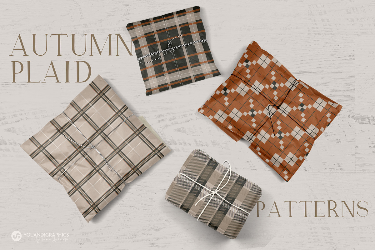 Autumn Plaid Seamless Patterns, a Pattern Graphic by Youandigraphics