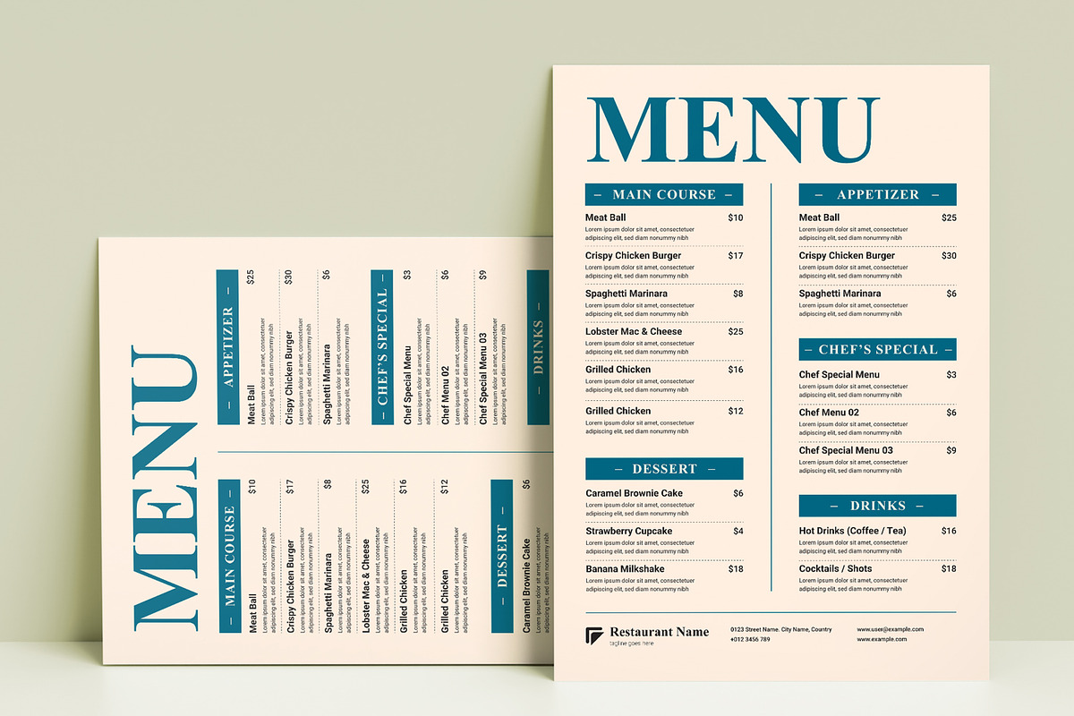 Clean Food Menu Design Layout 2024 | Creative Market