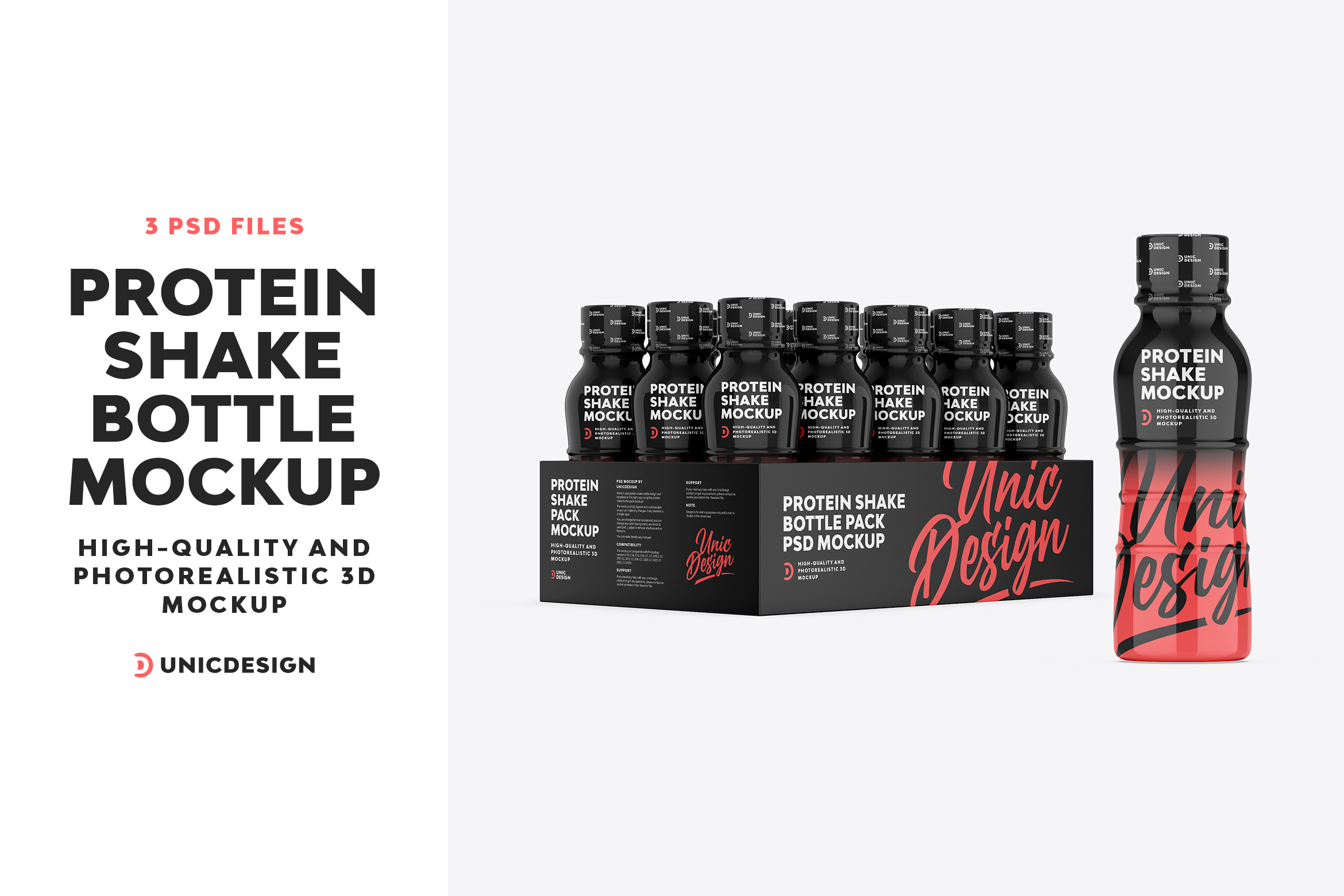 Protein Shake Bottle Mockup, a Product Mockup by UnicDesign