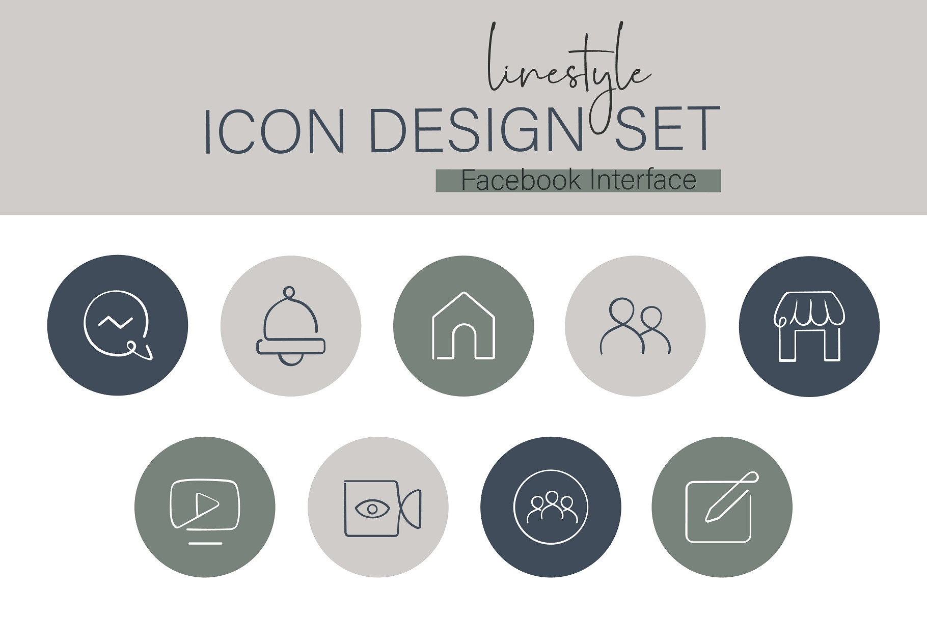 Icon Design Set Facebook Interface | Outline Icons ~ Creative Market