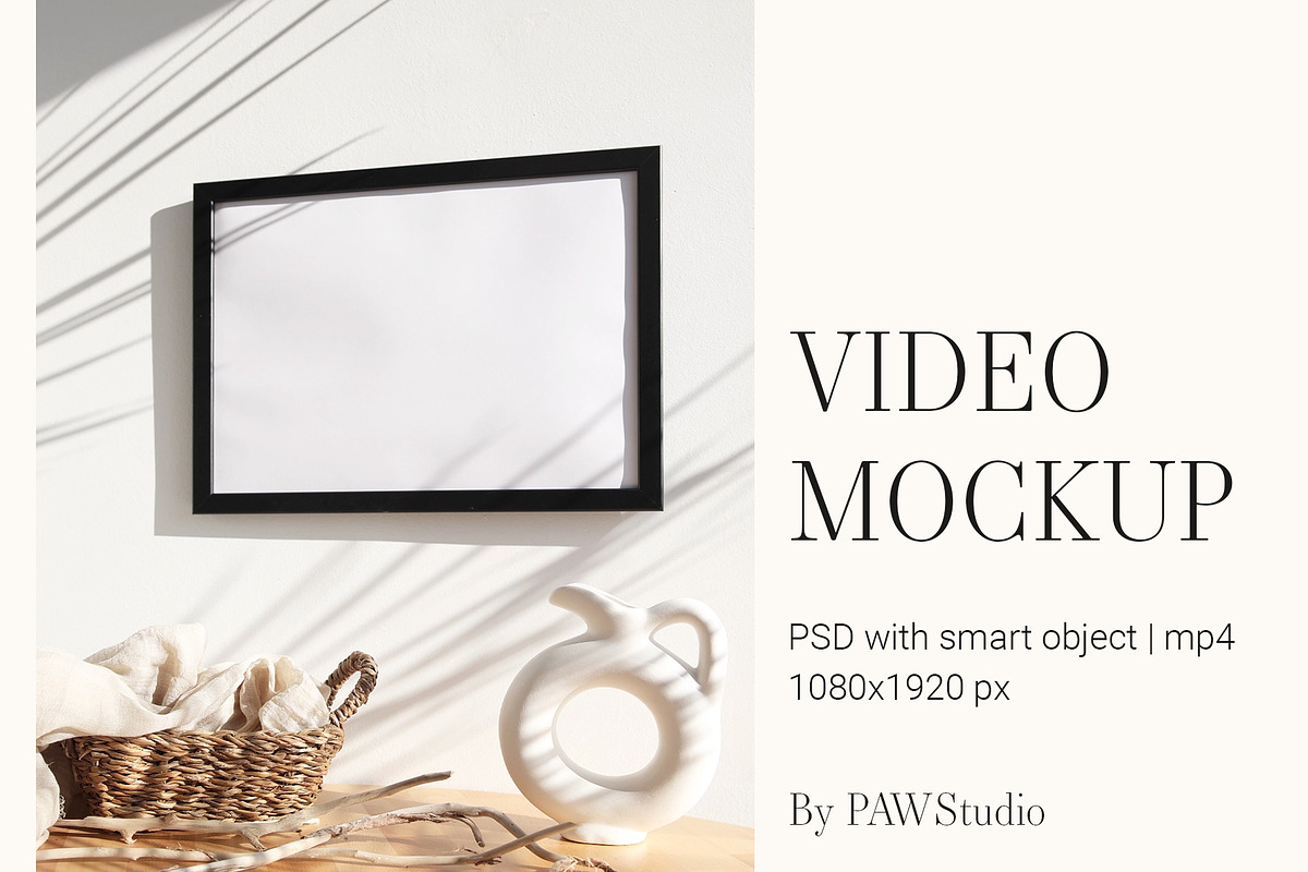Video Photo Frame Mockup 4x3 MP4, a Product Mockup by PawMockups