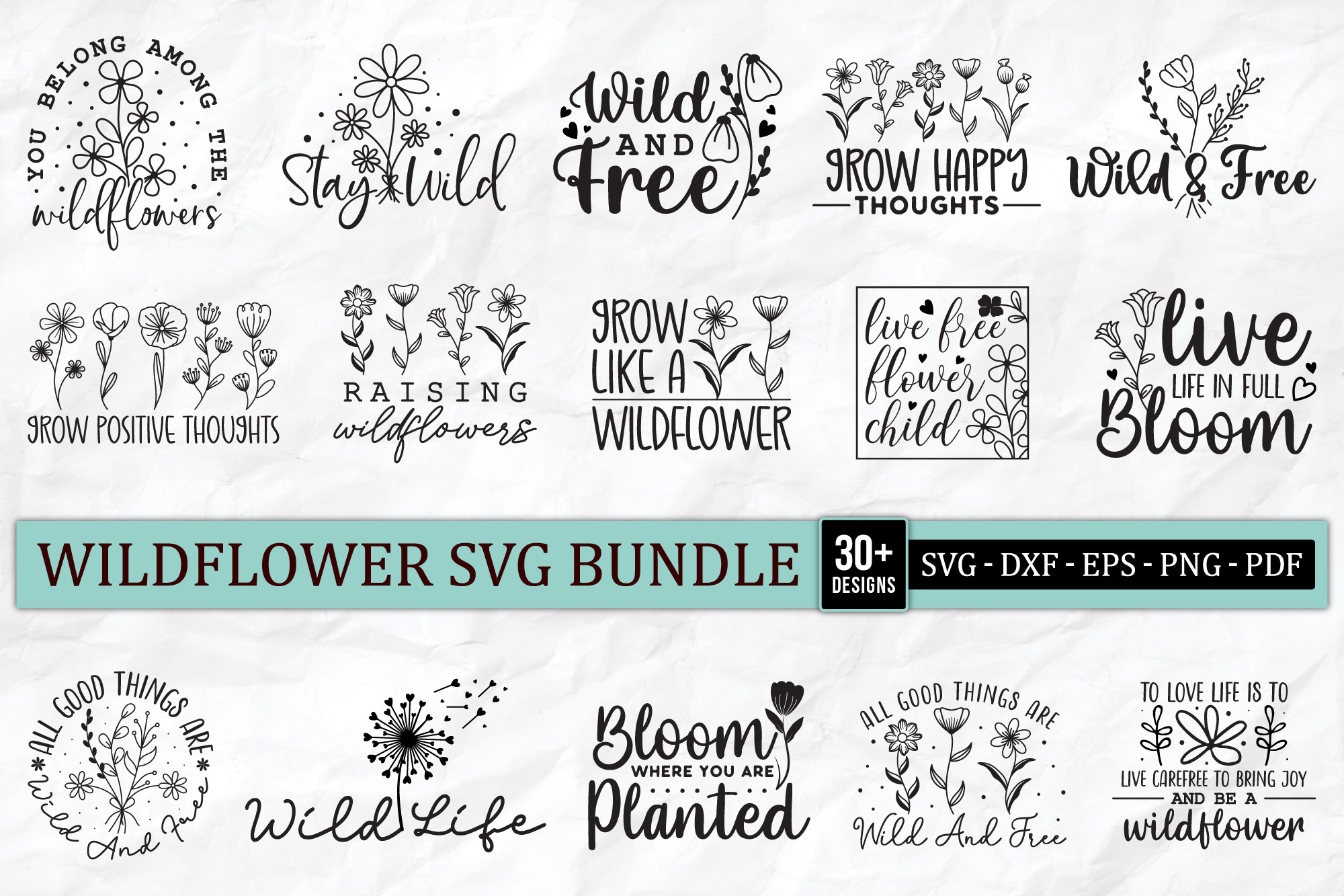 Wildflower Quotes SVG Bundle, a Graphic by CraftlabSVG