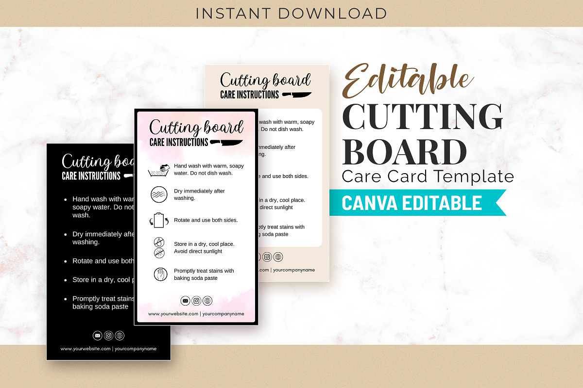 Cutting Board Care Card Template