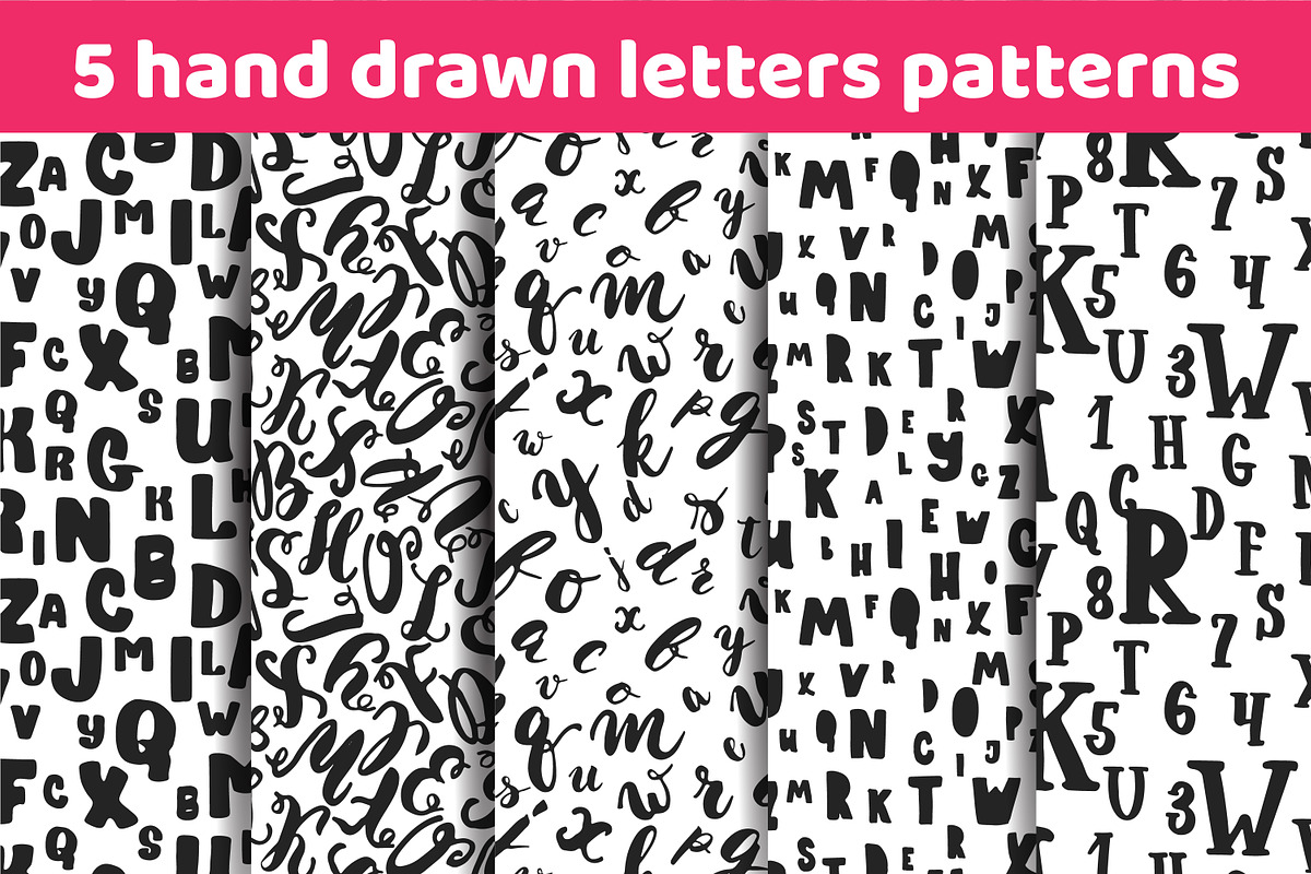 Alphabet letters seamless patterns, a Pattern Graphic by Tumana_Net