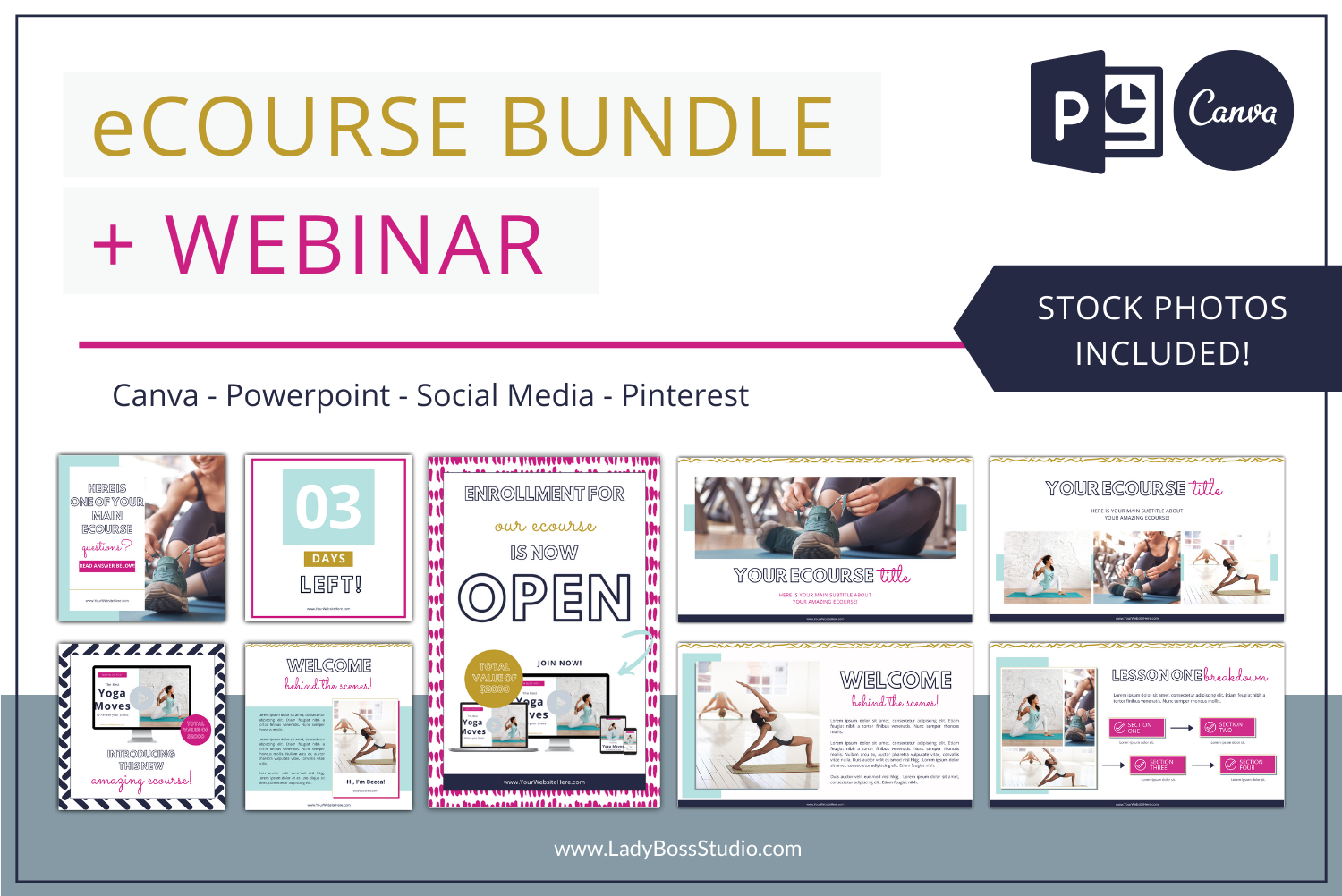 eCourse & Webinar Bundle | Canva PPT, a Presentation Template by Lady Boss Studio