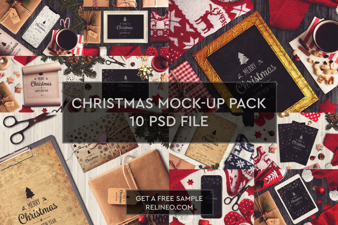 Christmas Mock-ups 10 PSD Pack #2, a Print Template by relineo.com ...