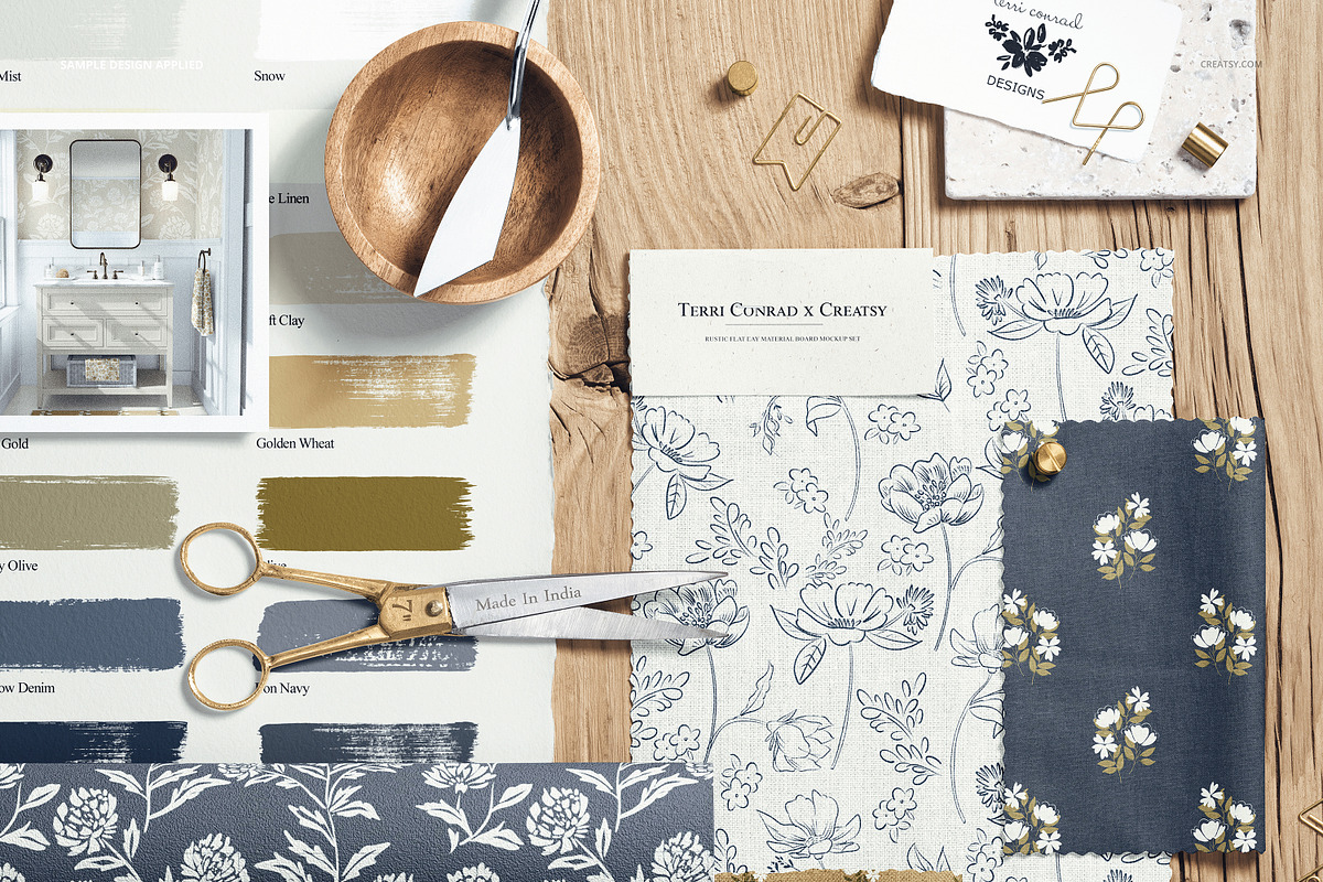 Flat Lay Material Board Mockup, a Merchandise Mockup by creatsy5