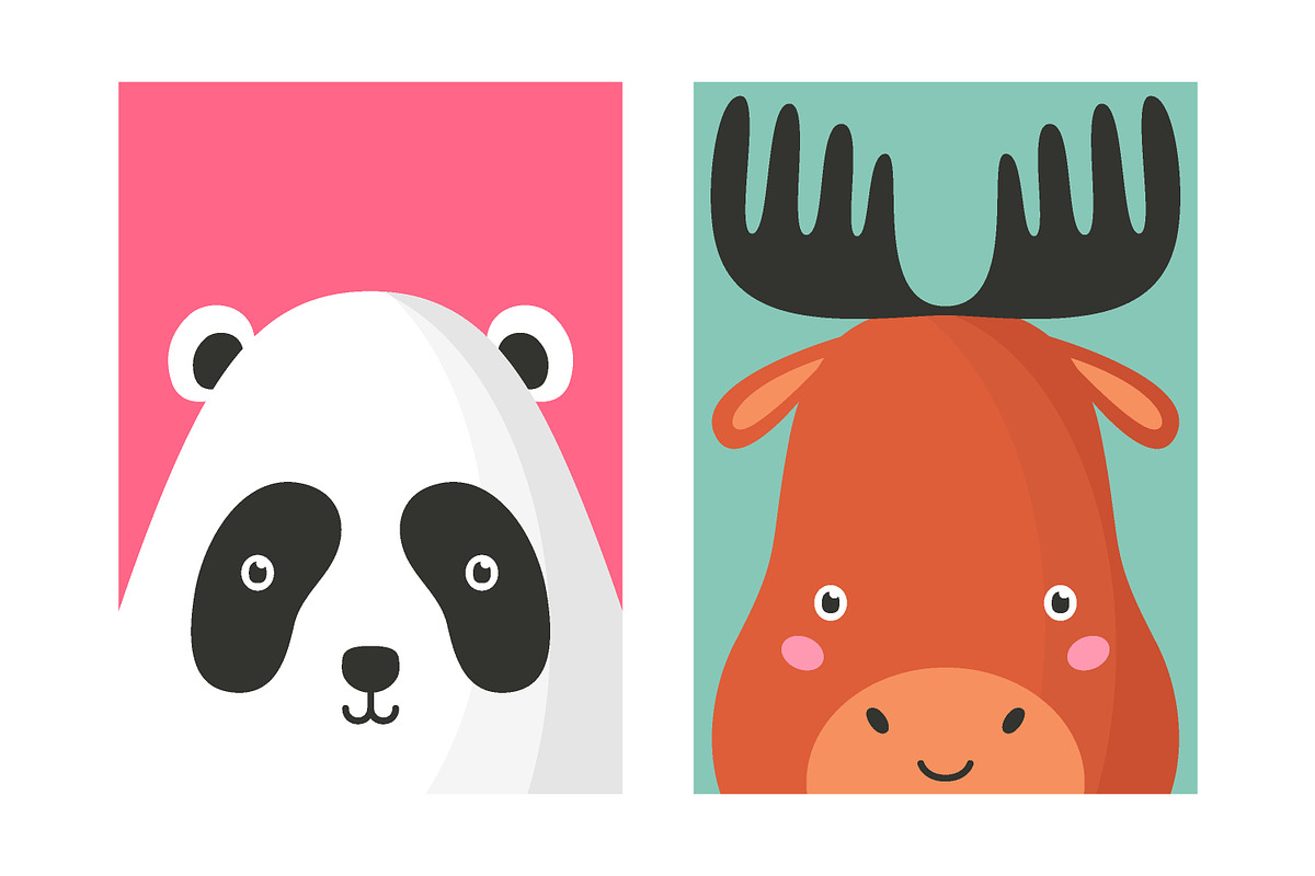 Cute animals card set, an Animal Illustration by Good Studio