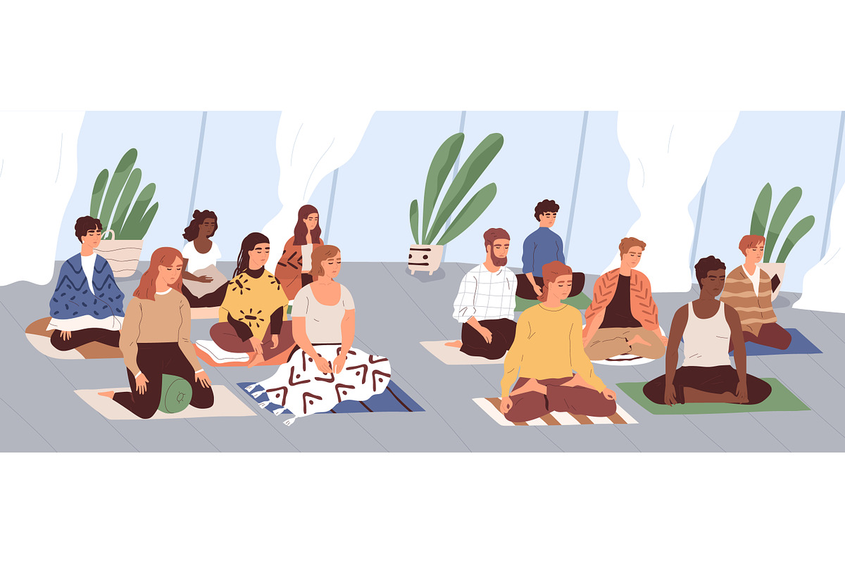 Meditation group retreat, an Education Illustration by Good Studio