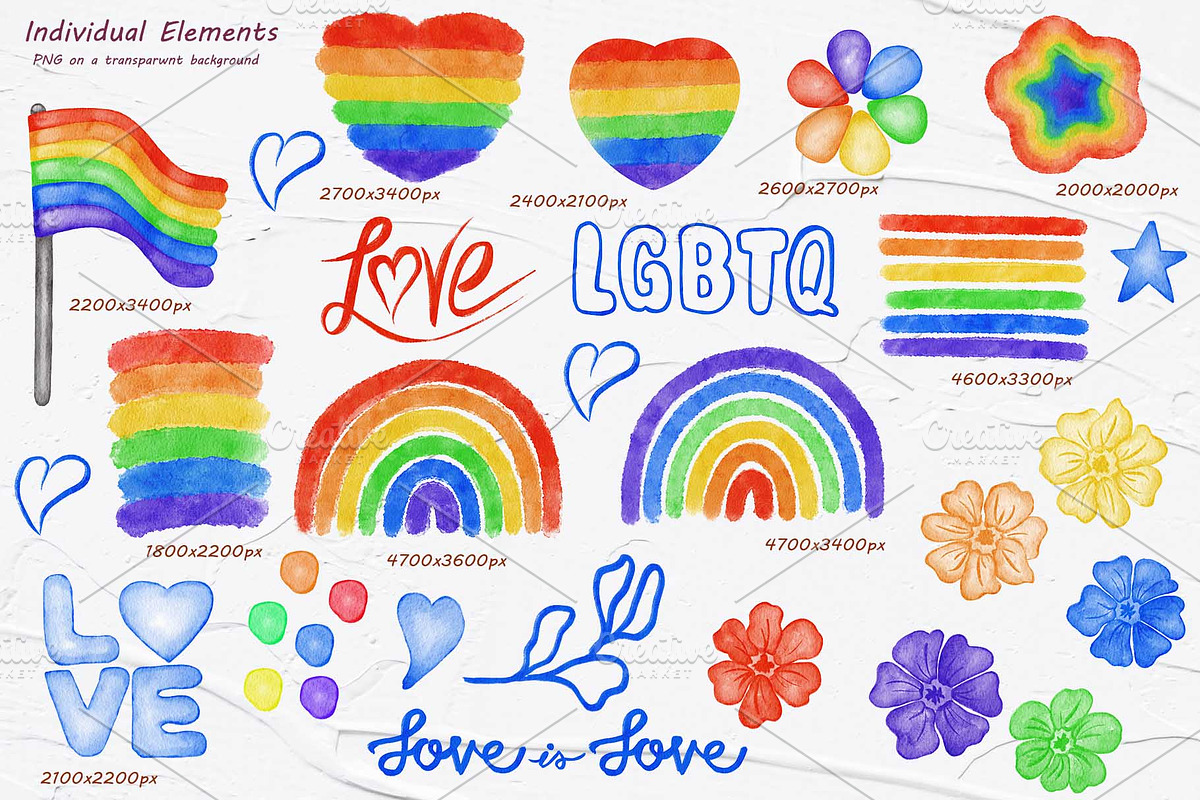 Pride Watercolor Clipart, an Illustration by BarvArt