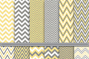 Yellow Grey Chevron Digital Paper, an Illustration by YenzArtHaut