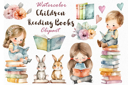 Stick kids clipart set Child drawing, an Education Illustration by ...