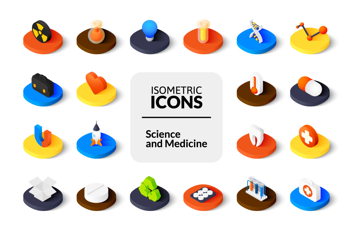 Isometric icons - Science, Medicine | Icons ~ Creative Market