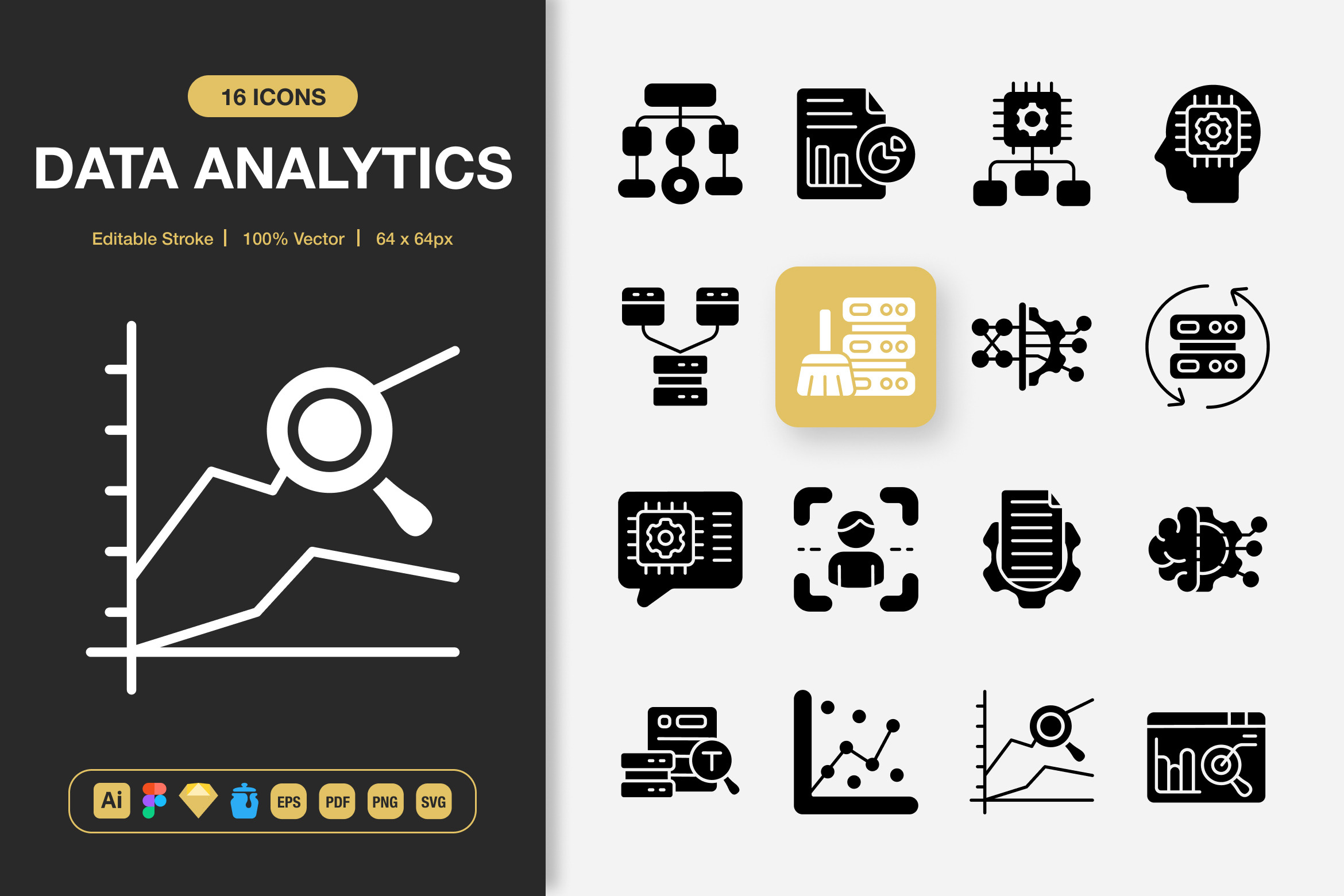 Data analytics Solid Icons, a Solid Icon by Spacepixel Creative
