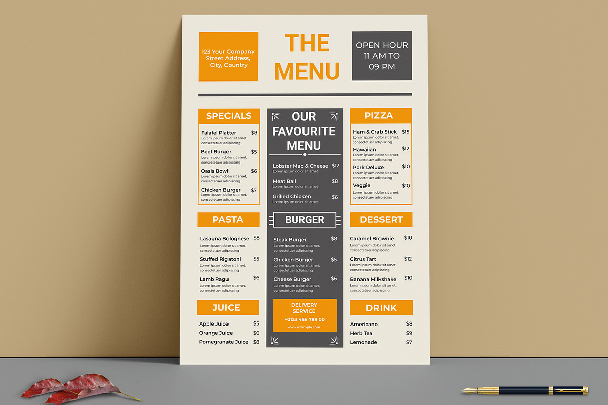 Food Menu Layout