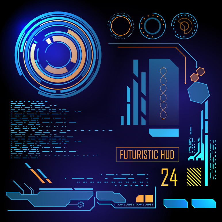 Futuristic HUD, Touch GUI Elements, an Illustration by BeOGraphic ...