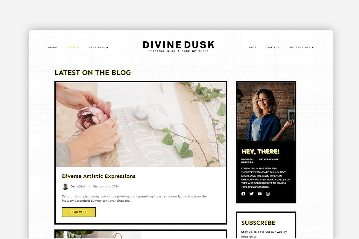 Devine Dusk - WordPress Theme Blog & shop