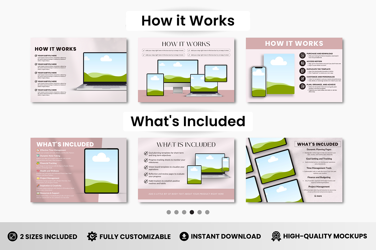 Notion Template Canva Mockups Bundle