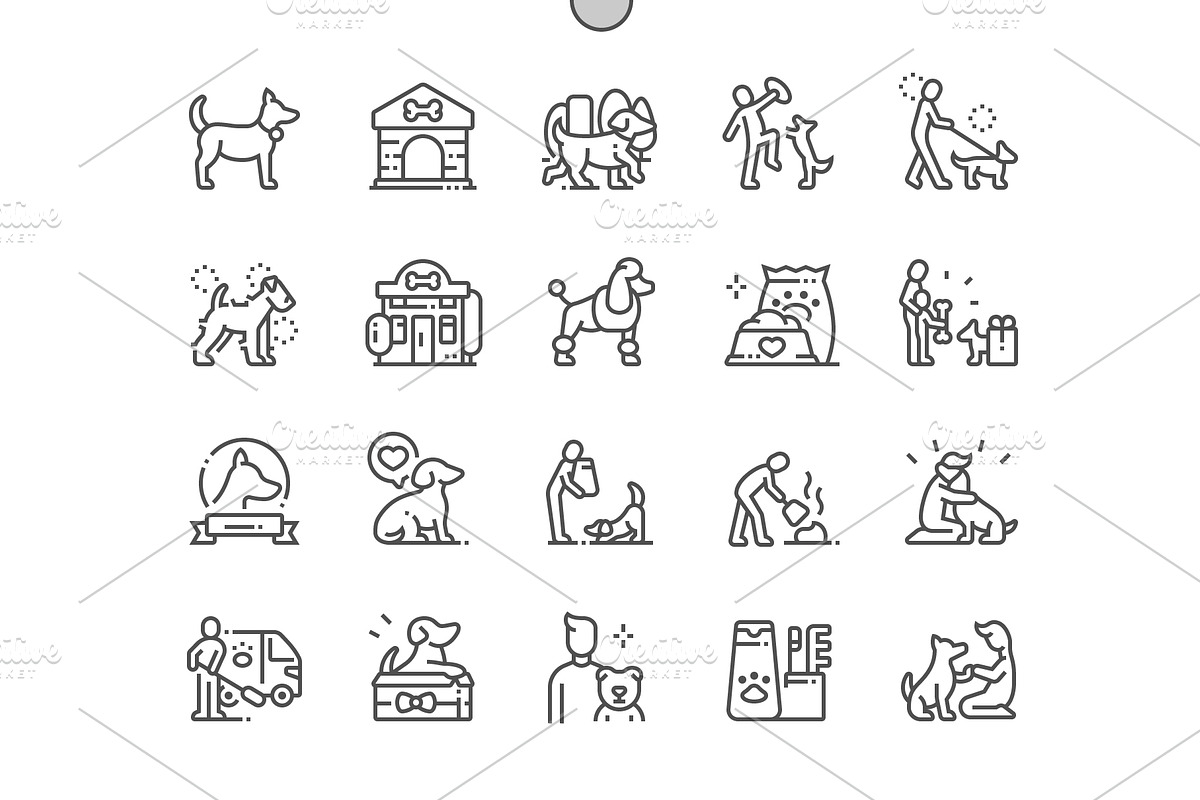 Dog Line Icons, an Outline Icon by Palau