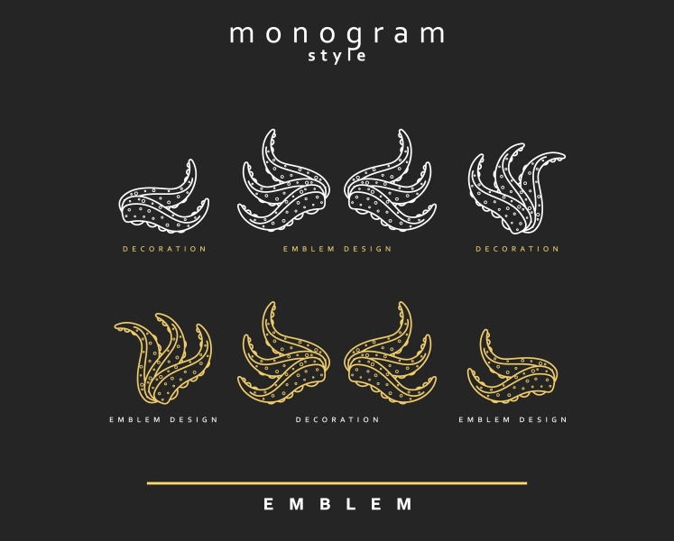 Elegant octopus monogram, an Object Graphic by Vectorist