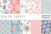 Digital Papers - Doodle Flower -354, a Pattern Graphic by VN Digital Art