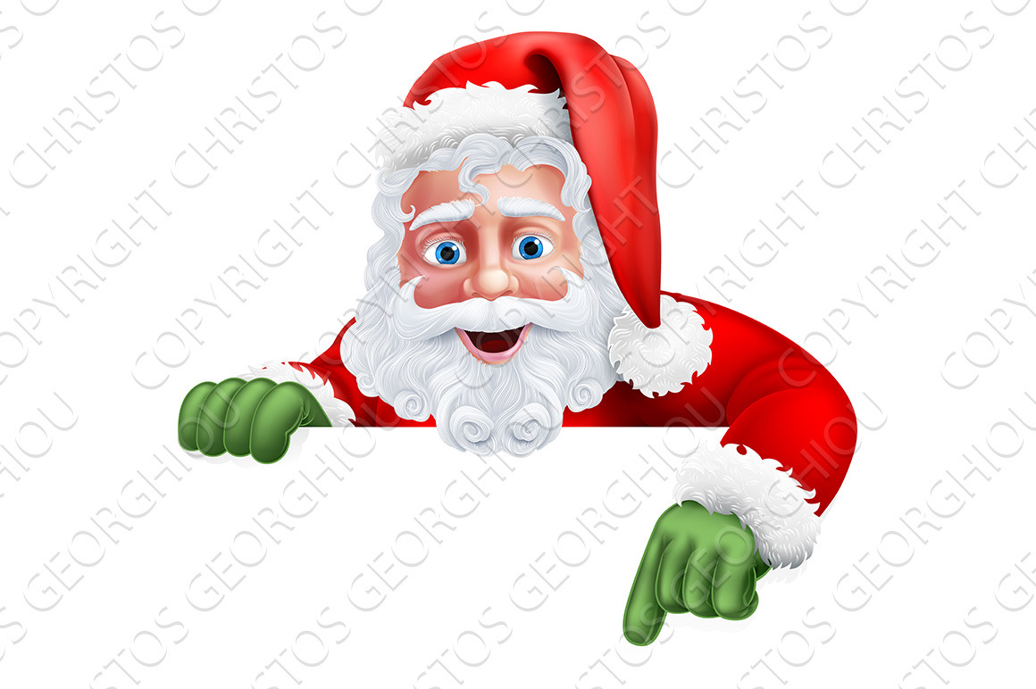 Santa Claus Christmas Pointing at, an Illustration by Christos Georghiou