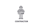 contractor vector line icon, sign, illustration on background, editable ...