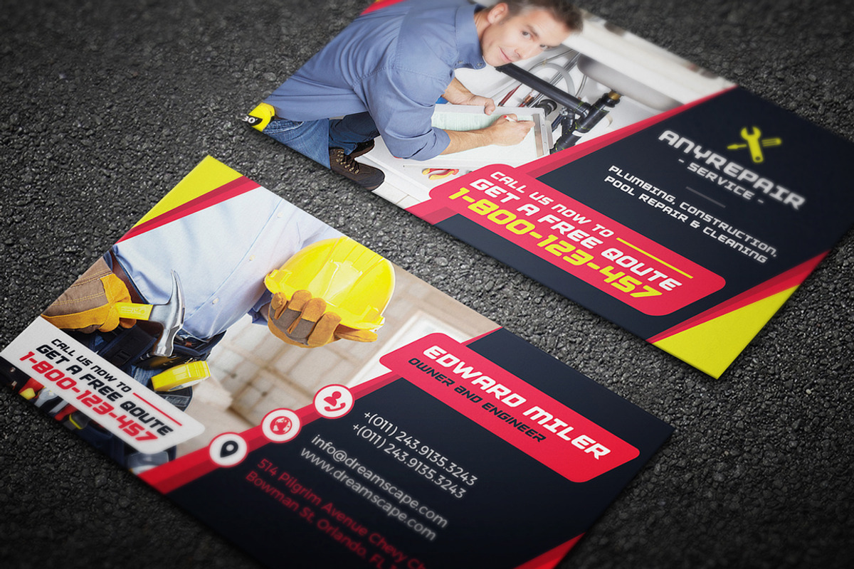 Service/Repair Business Card, a Business Card Template by GraphicsEgg